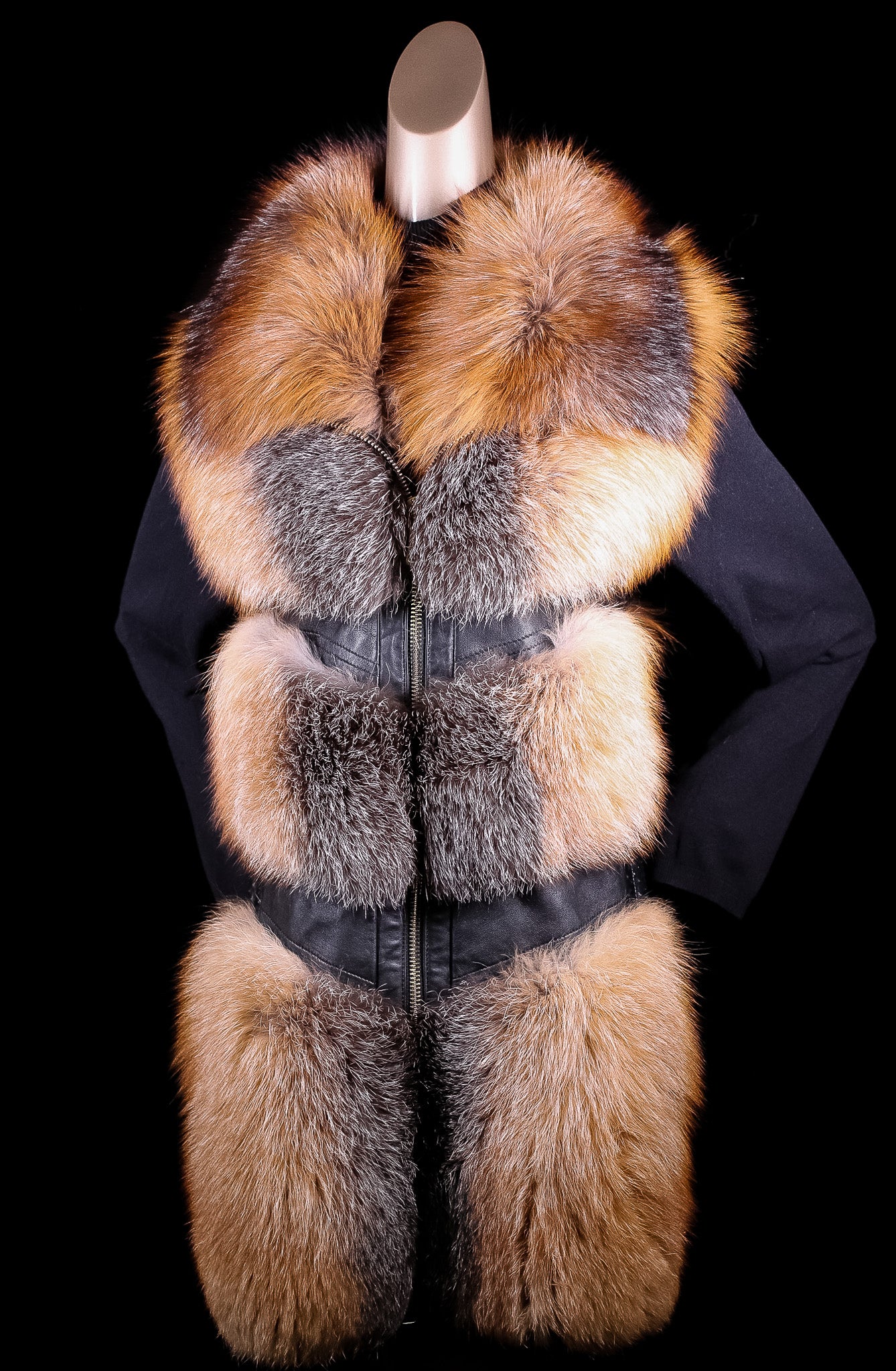 Perforated Italian Lamb Leather Long Vest with Silver Fox Panels and C – Alaska Fur Gallery, Inc.