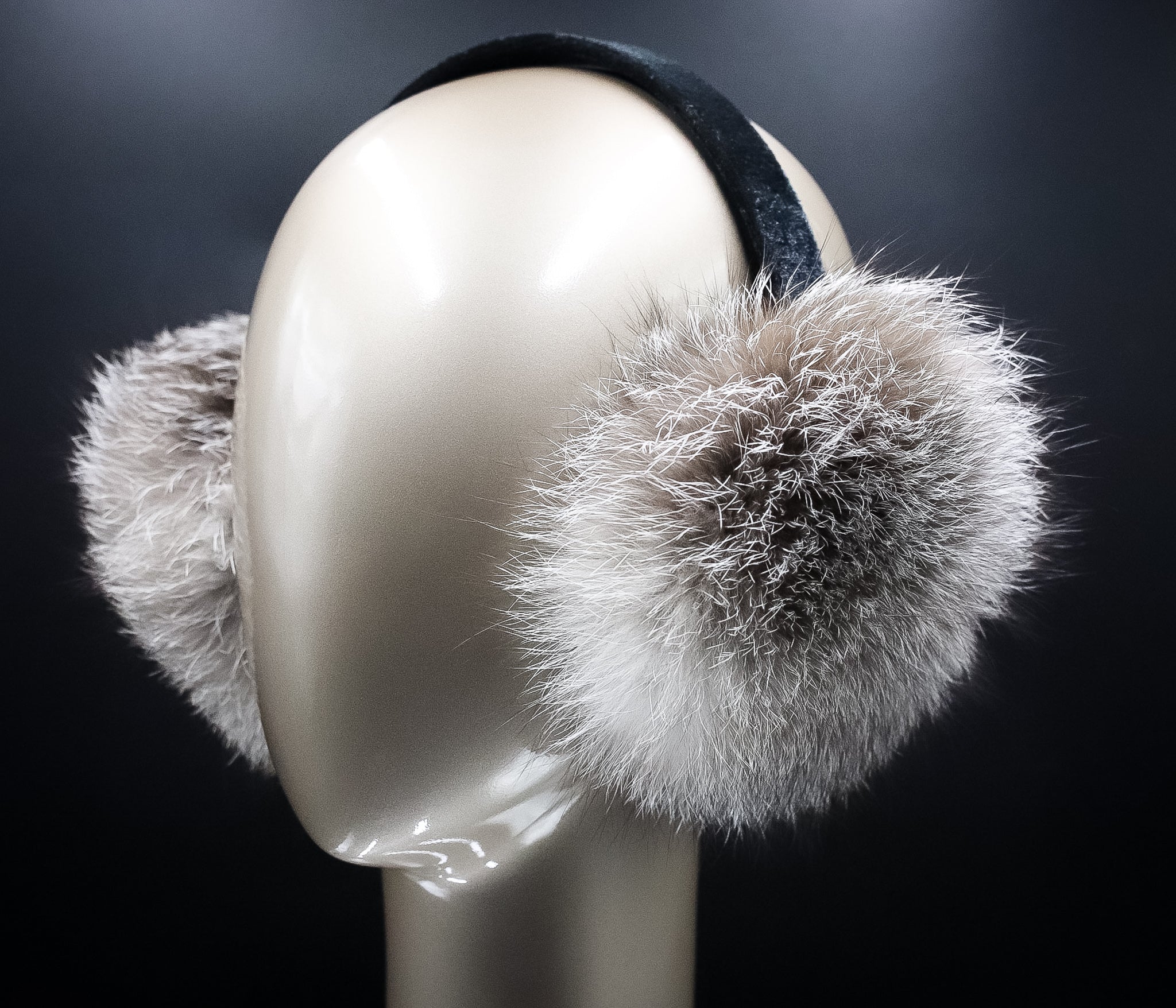 Natural Indigo Fox Ear Muffs – Alaska Fur Gallery, Inc.