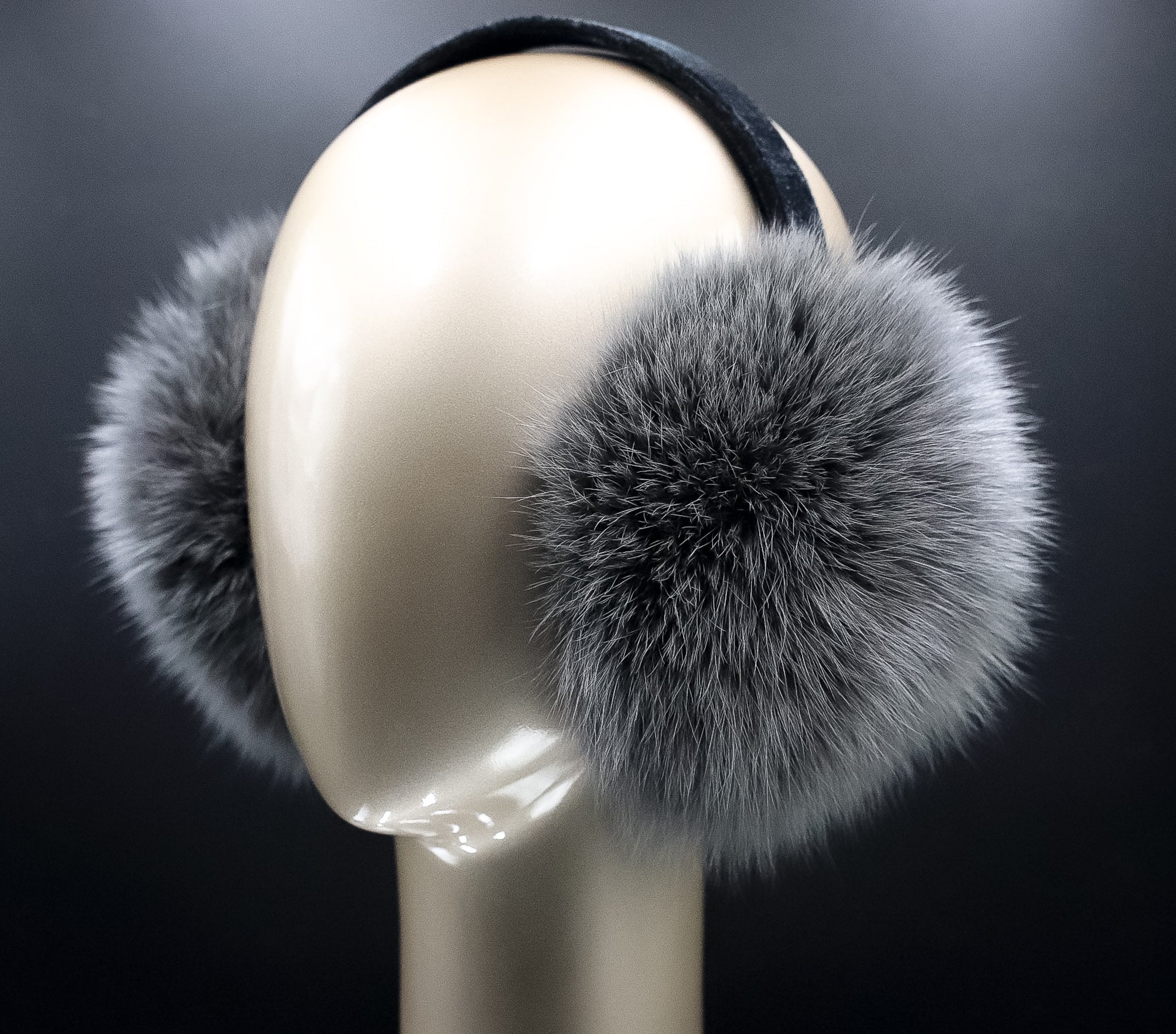 Charcoal Fox Ear Muffs – Alaska Fur Gallery, Inc.