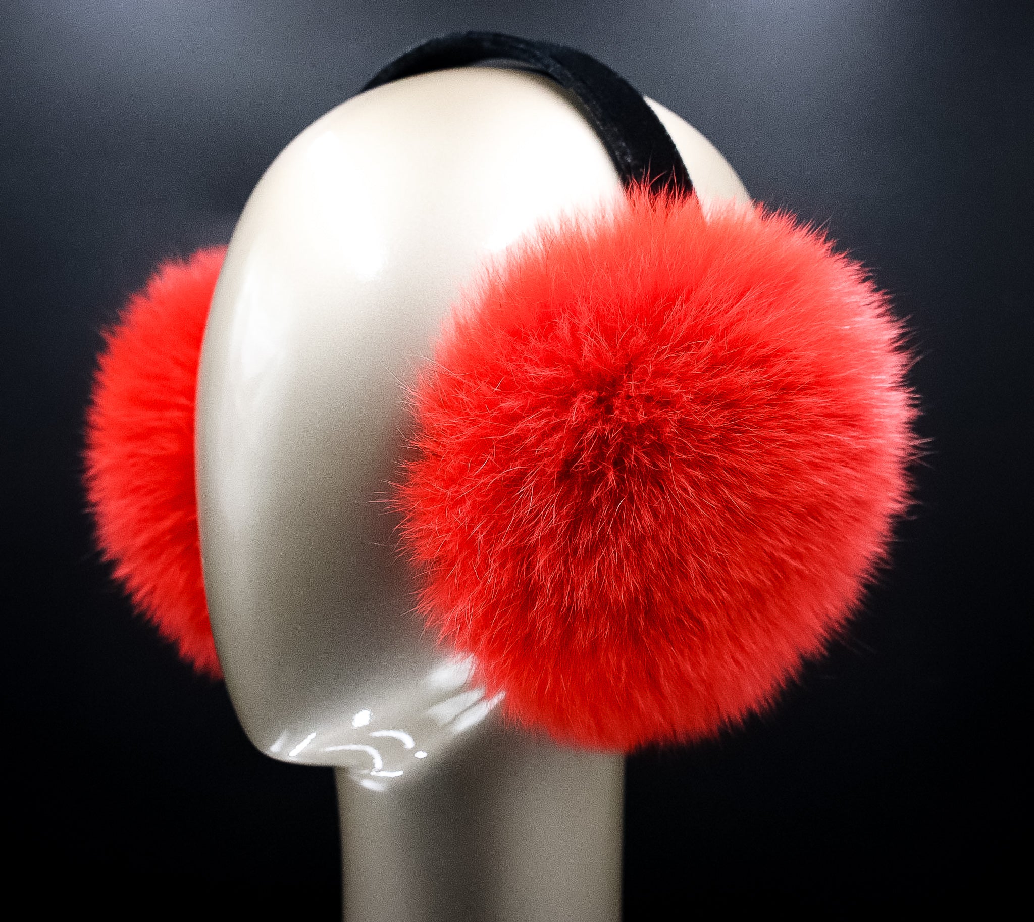 Neon Red Fox Ear Muffs – Alaska Fur Gallery, Inc.