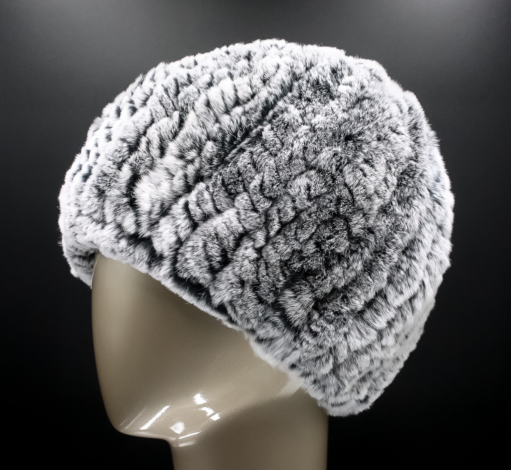 Knitted Chinchilla Rex Rabbit Hat with Elastic – Alaska Fur Gallery, Inc.
