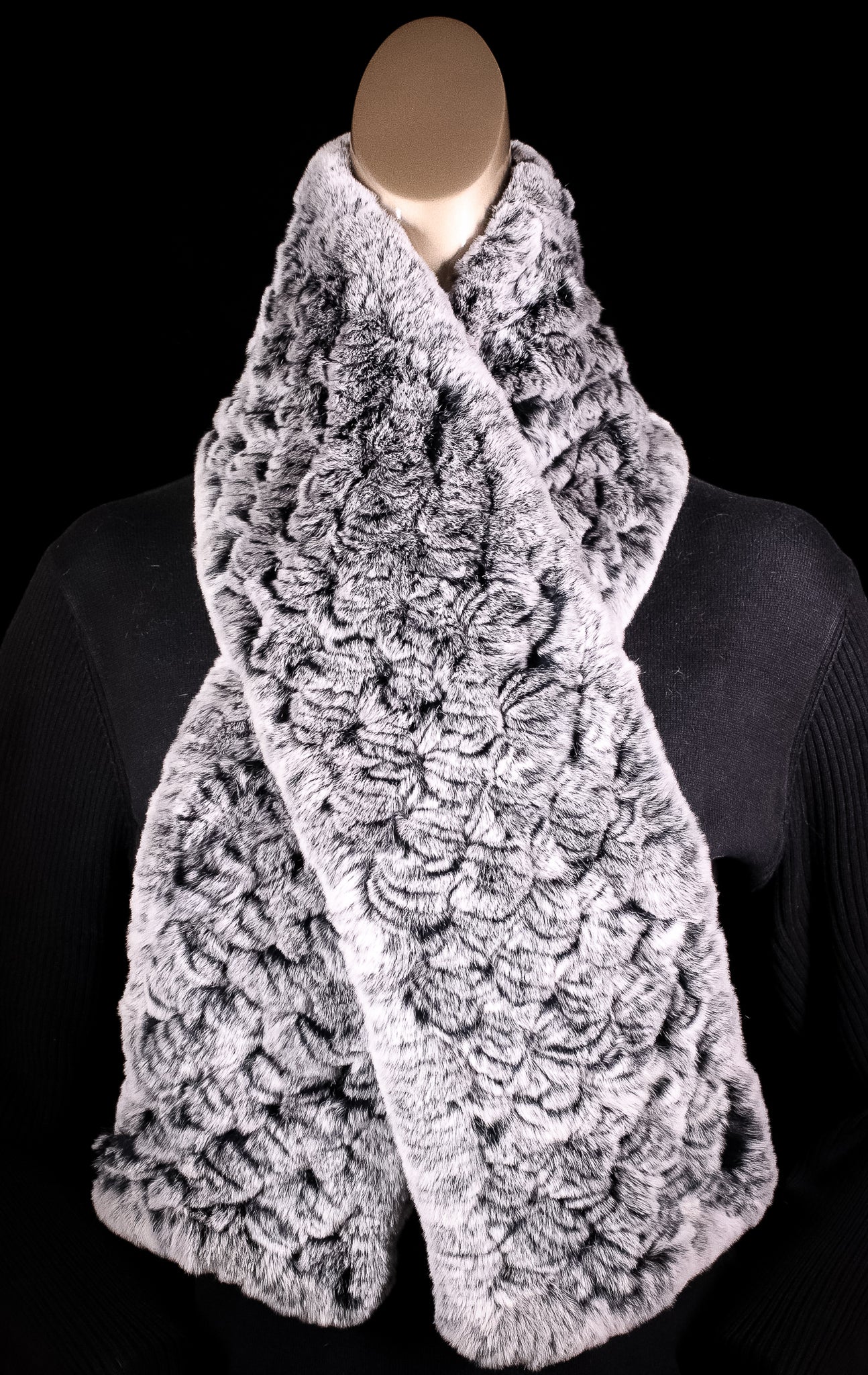 Assorted Diamond-Knitted Chinchilla Rex Rabbit Scarf – Alaska Fur ...
