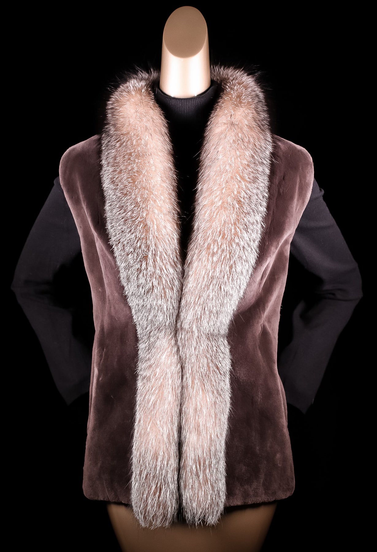 Sheared Beaver Vest with Fox Tuxedo – Alaska Fur Gallery, Inc.