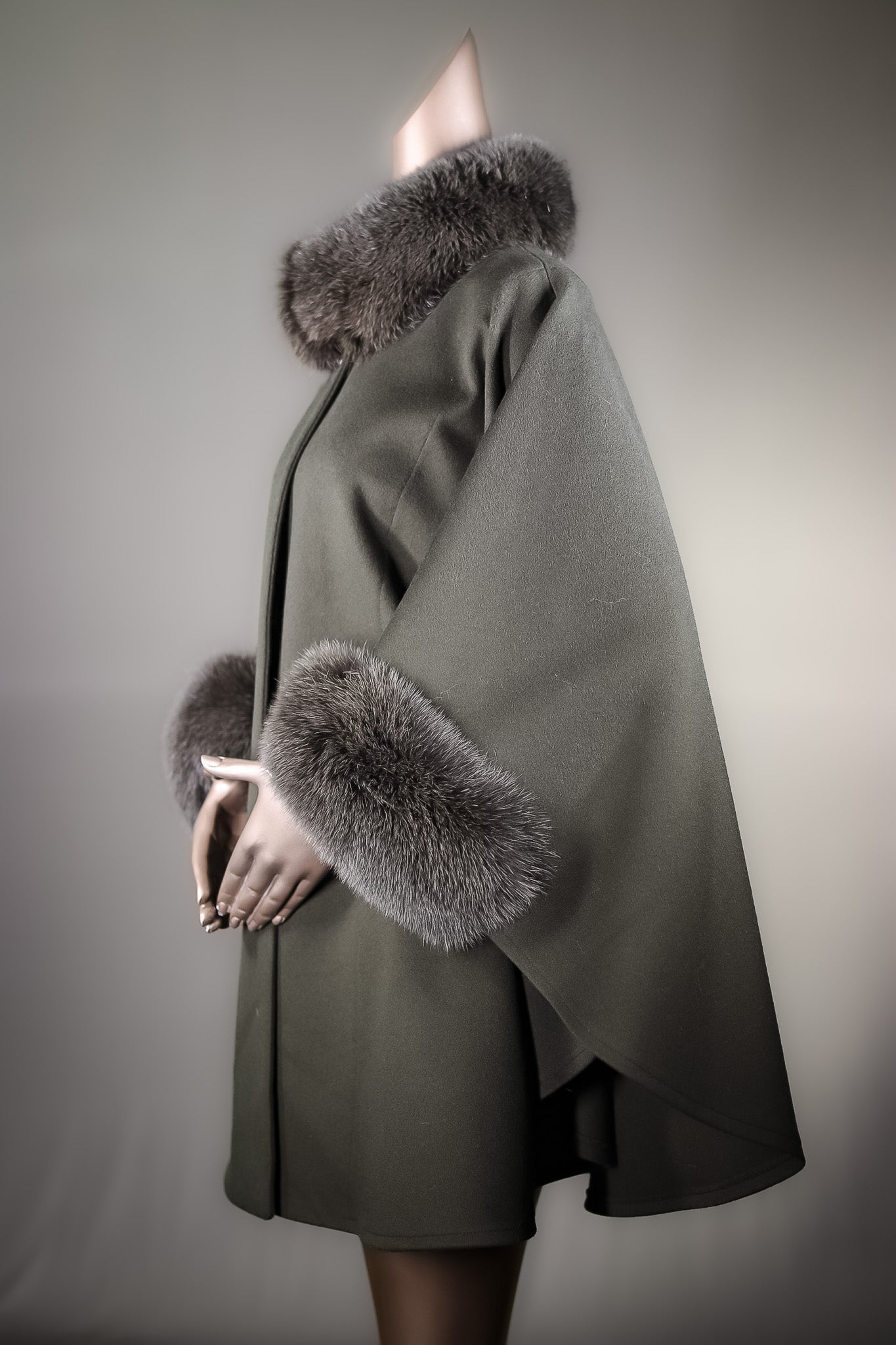 Italian Loro Piana Woven Wool Cape with Fox Collar and Cuffs – Alaska ...